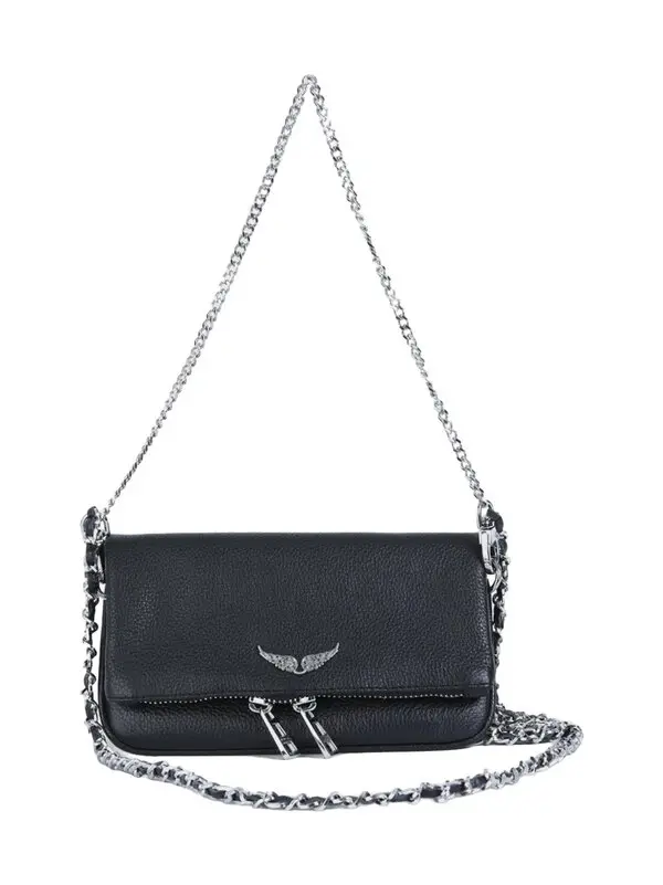 Zadig&Voltaire Rock Nano Grained Calfskin Leather Crossbody Bag - Black