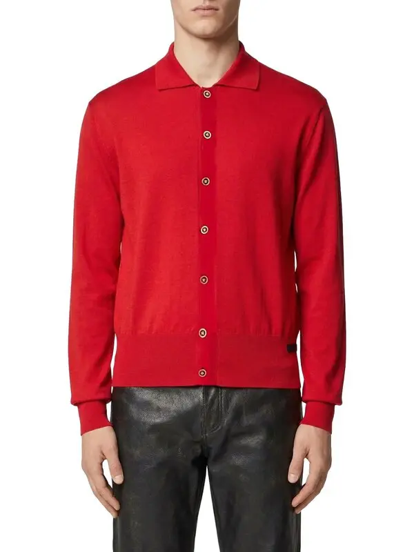 Versace Knitted Polo Jumper - Red