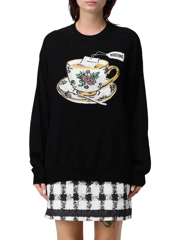Moschino Jumper With Teacup Motif - Black