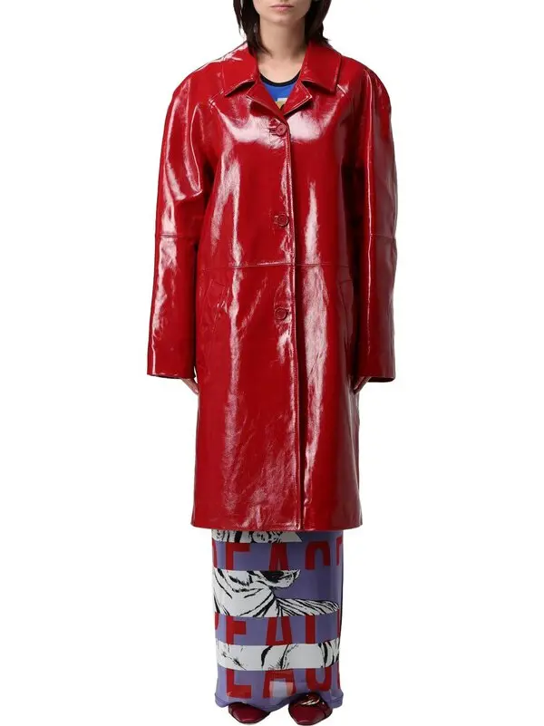 Moschino Patent Leather Trench Coat - Red