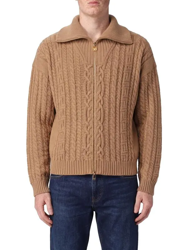 Versace Medusa Head Zip-up Jumper - Beige