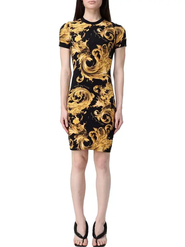 Versace Cotton Baroque Print Sheath Dress - Black