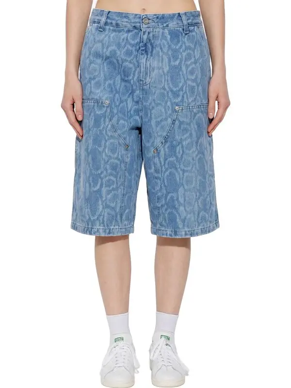 Carhartt Work In Progress Python Print Double Knee Bermuda Shorts - Blue