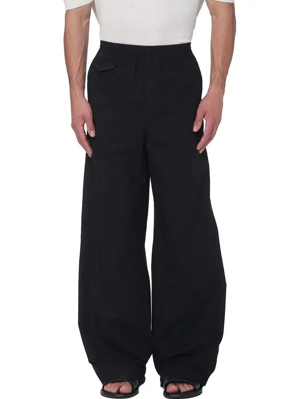A.p.c. Cotton Linen Wide Leg Trousers - Black