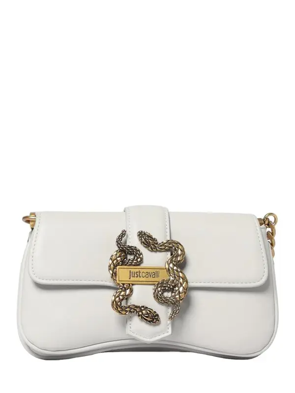Just Cavalli Embossed Logo Chain Strap Crossbody Bag - Natural