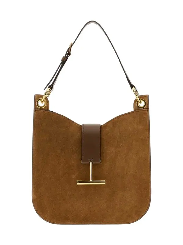TOM FORD Suede Shoulder Bag - Burnt