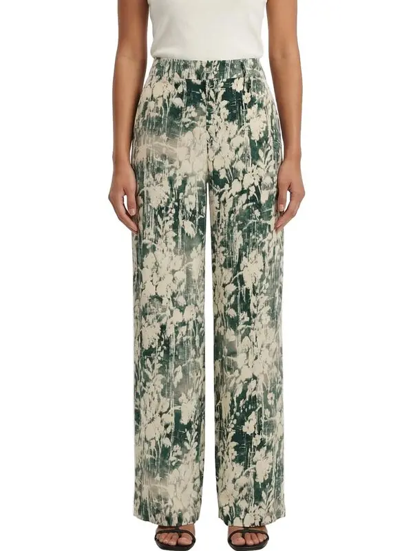 PT TORINO Lorenza Printed Satin Trousers - Green