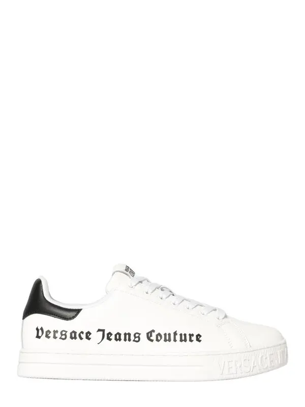 Versace Leather Sneakers With Logo Print - White