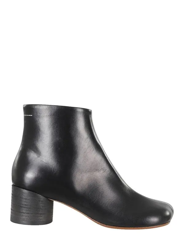 MAISON MARGIELA Anatomic Tabi Leather Ankle Boots With Cylindrical Heel - Black