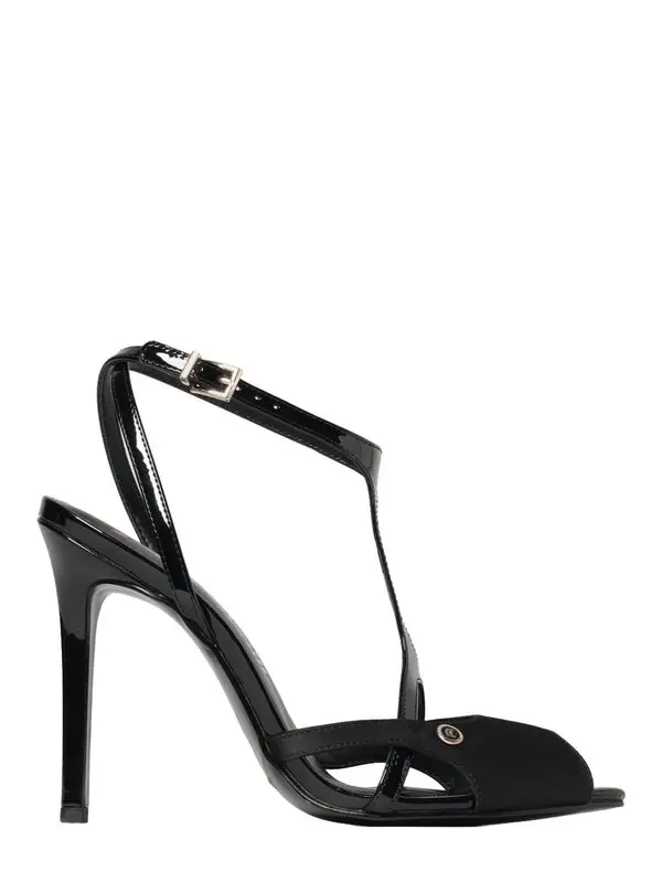 Just Cavalli Satin Stiletto Sandals With Ankle Strap - Black