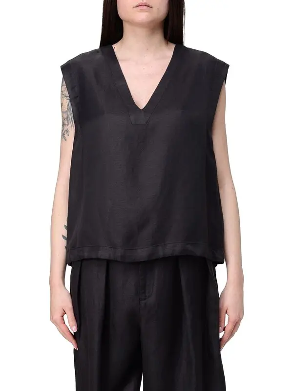Barena Venezia Basic Linen Blend Top - Bronze