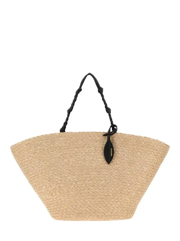 JIL SANDER Large Raffia Tote Bag With Braided Handle - Beige