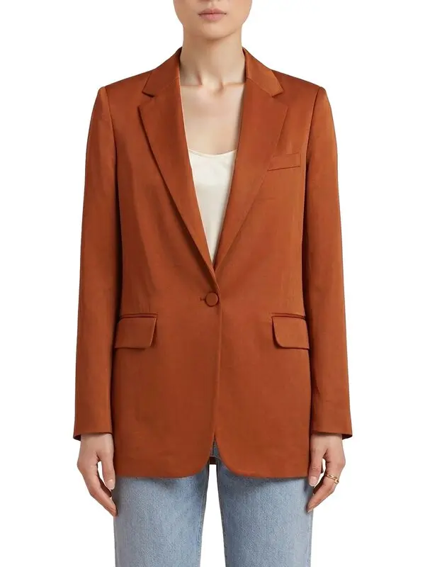 Dries Van Noten Single-breasted Cotton Blend Blazer - Rust