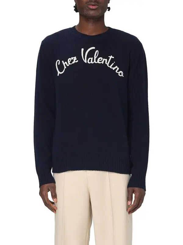 Valentino Garavani Jumper With Embroidered Logo - Blue