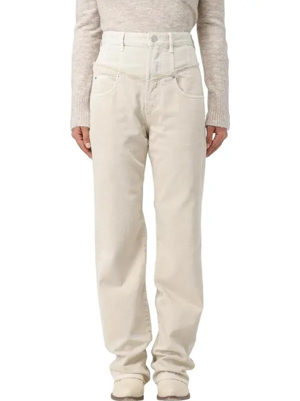 Isabel Marant Étoile High Rise Straight Leg Jeans - Beige