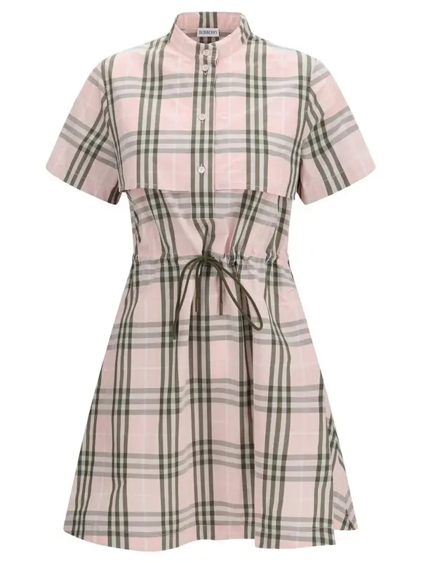 Burberry Check Cotton Chemisier Dress - Pink