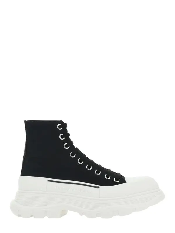 Alexander McQueen Tread Slick Cotton Canvas High Top Sneakers - Black