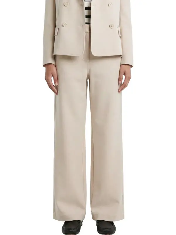 Max Mara Cotton Blend Wide-leg Trousers - Beige