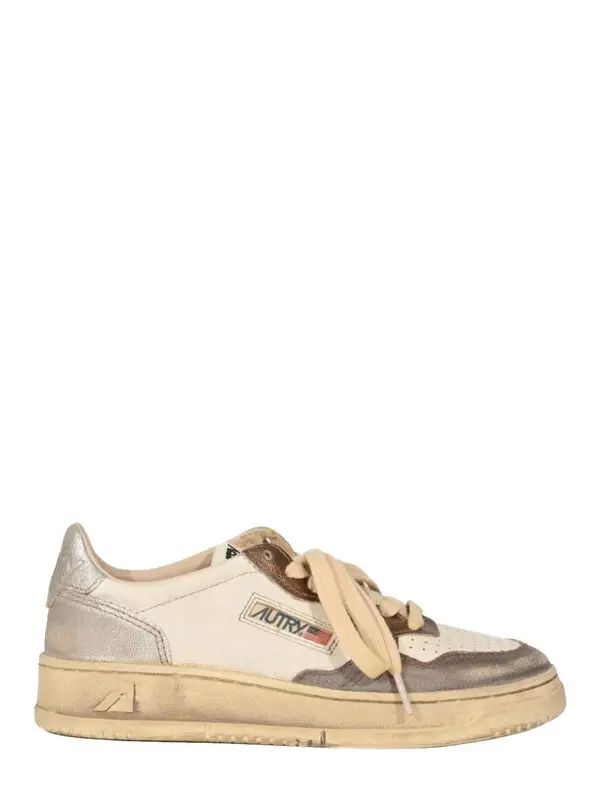 AUTRY Medalist Low Super Vintage Bi-leather Sneakers With Worn Effect - Grey