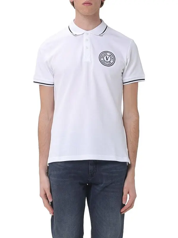 Versace Cotton Polo Shirt With Logo - White