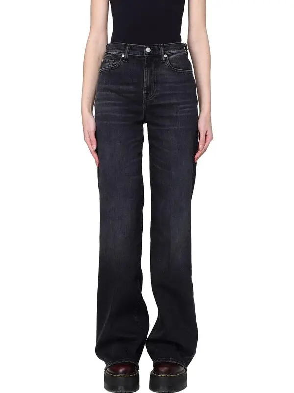 7 For All Mankind Straight Leg Jeans In Denim - Black