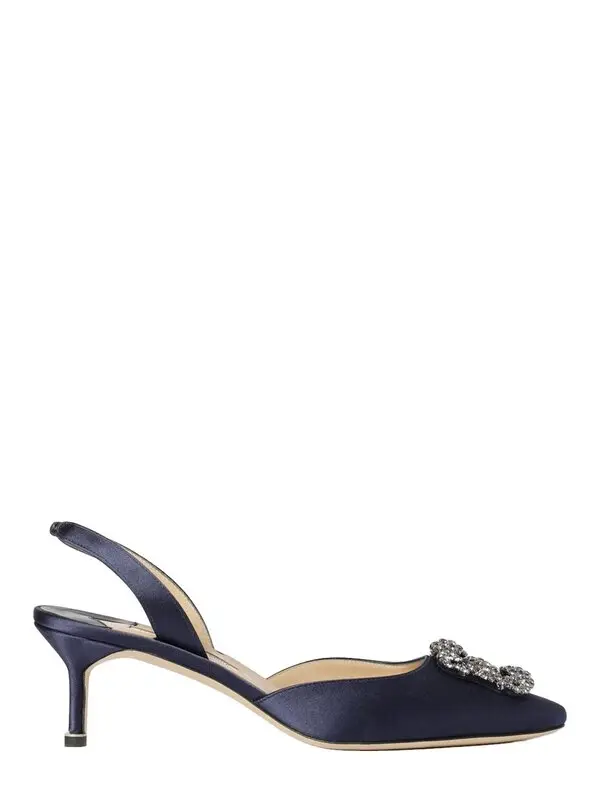 Manolo Blahnik Embellished Slingback Pumps - Navy