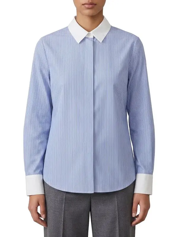 Tory Burch Cotton Shirt With Classic Collar - Striped