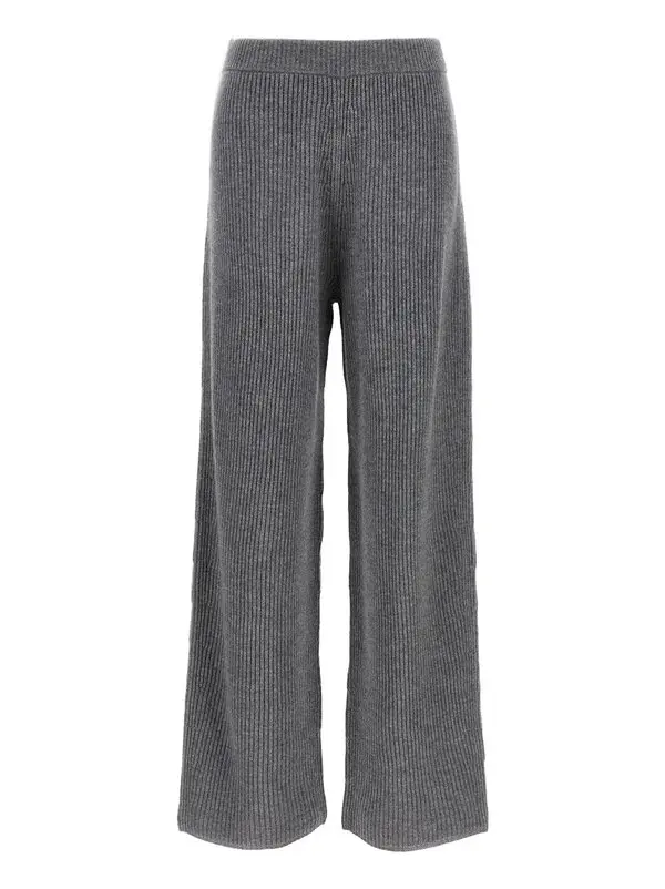 Sportmax Ribbed Knit Wide-leg Trousers - Grey
