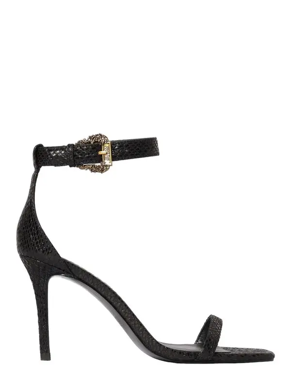 Versace Python Print Stiletto Sandals - Black