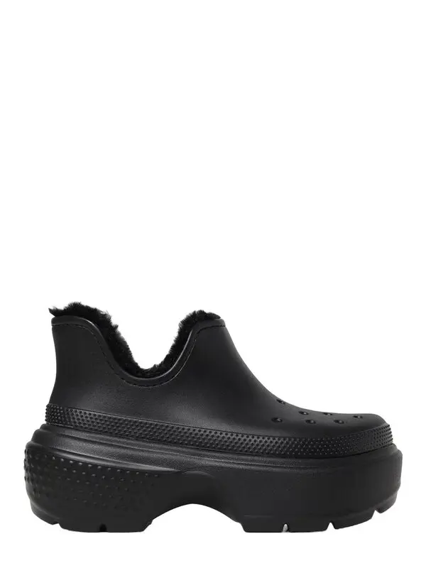 CROCS Platform Chelsea Boots With Faux Fur Lining - Black