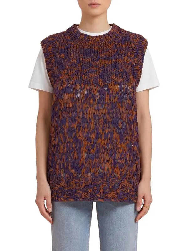 Dries Van Noten Two-tone Abstract Pattern Cotton Sweater - Orange