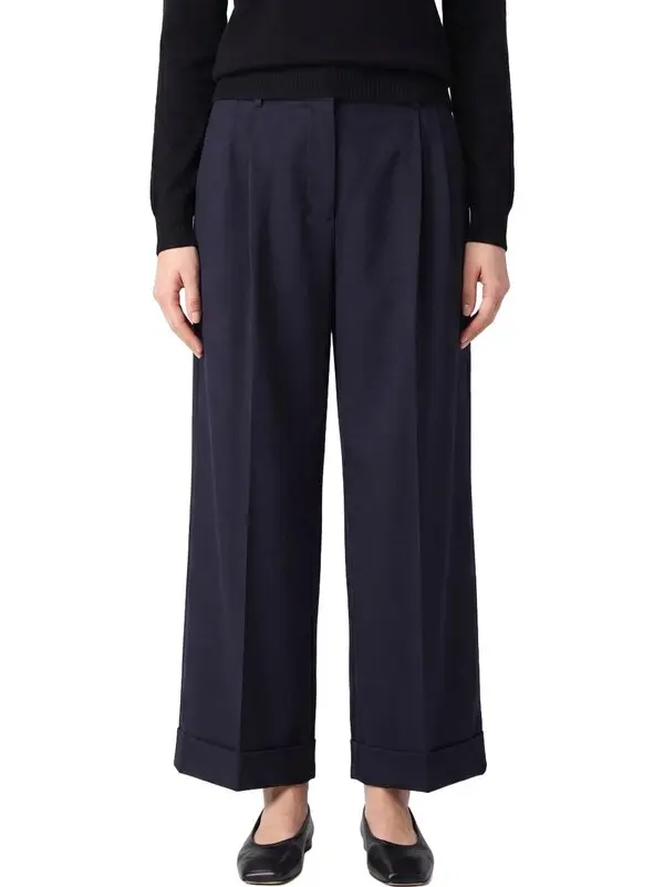 THE ROW High-waisted Wide-leg Wool Palazzo Pants - Navy