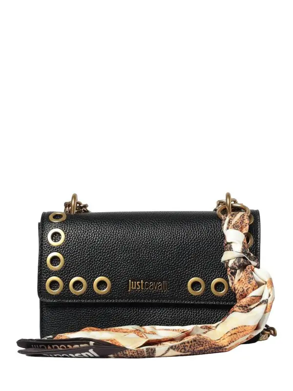 Just Cavalli Grained Synthetic Leather Bag With Scarf - Black