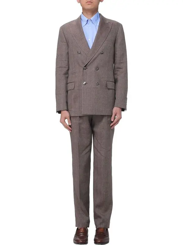 Brunello Cucinelli Double-breasted Linen Blend Dress - Brown