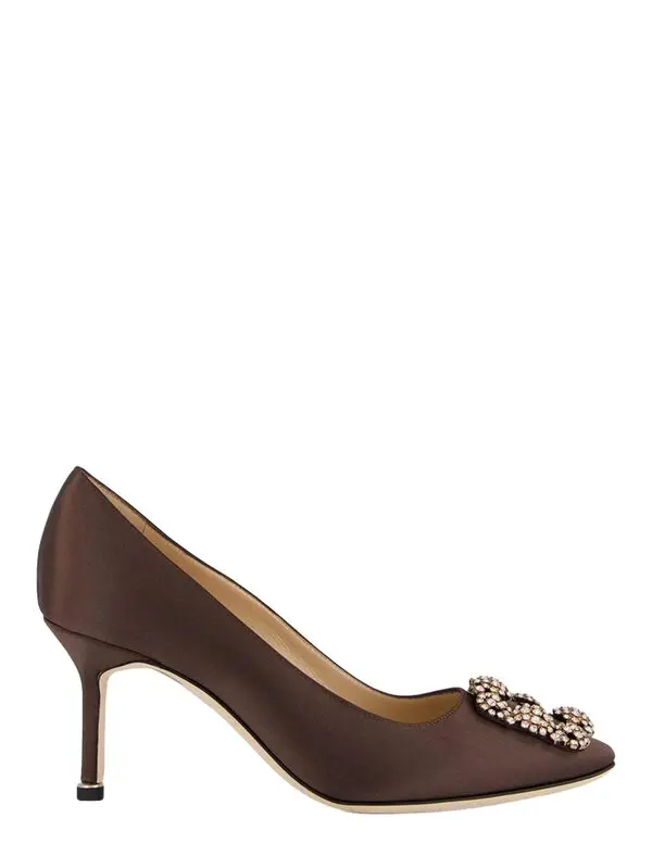 Manolo Blahnik Embellished Court Shoes - Brown