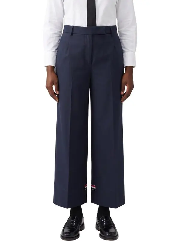 Thom Browne Cropped Cotton Trousers - Blue