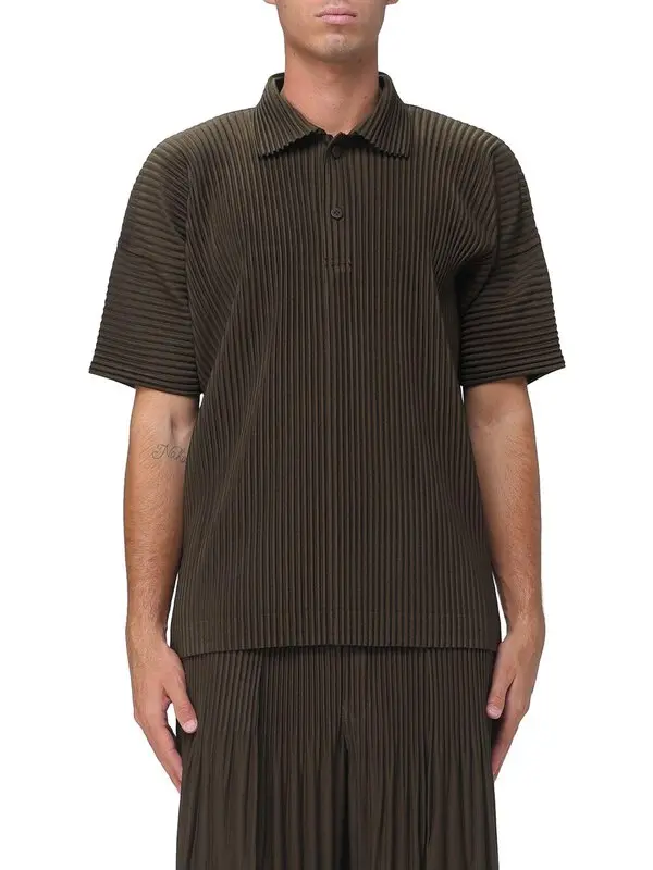 Issey Miyake Homme Plissé Short-sleeved Pleated Crêpe Polo Shirt - Brown