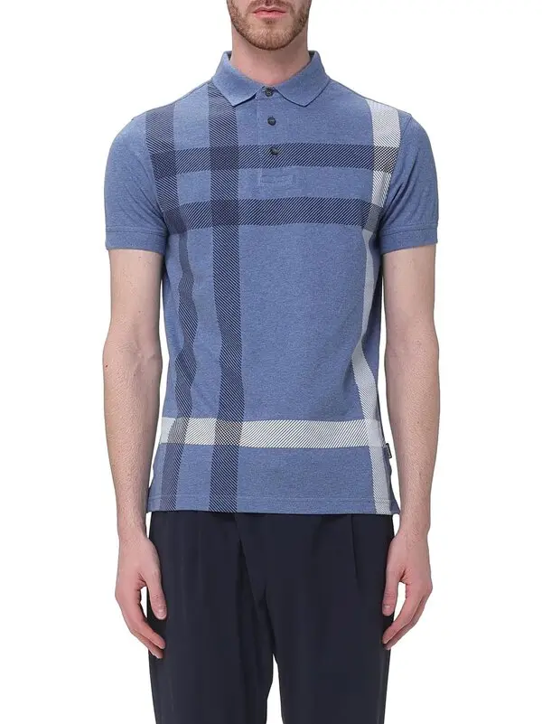 Barbour Casual Polo Shirt In Cotton With Check Motif - Navy