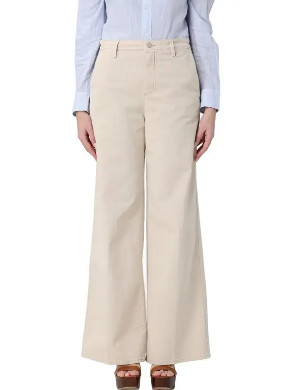 7 For All Mankind Cotton Denim Wide Leg Jeans - Nude