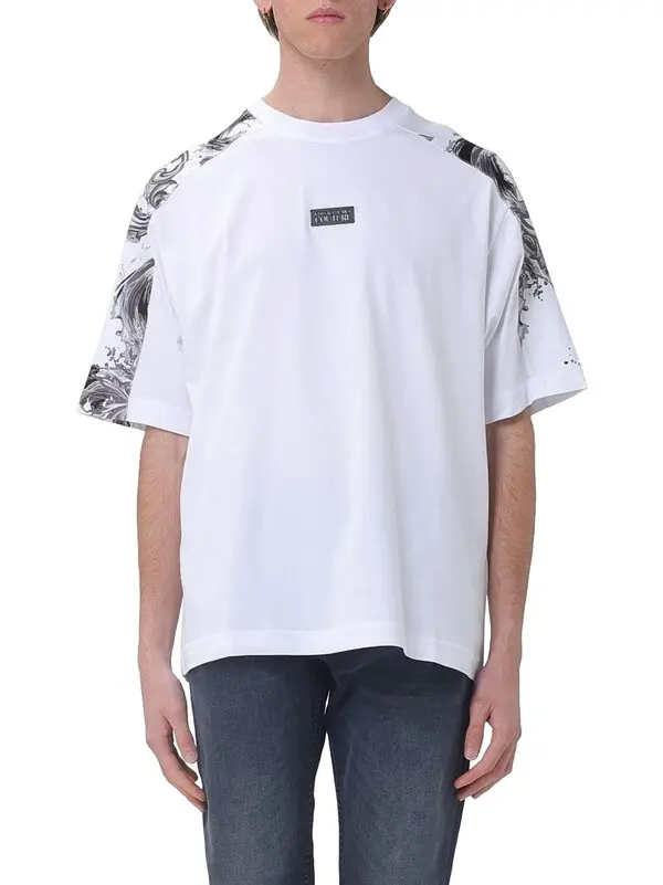 Versace Oversized Cotton T-shirt With Baroque Print - Black
