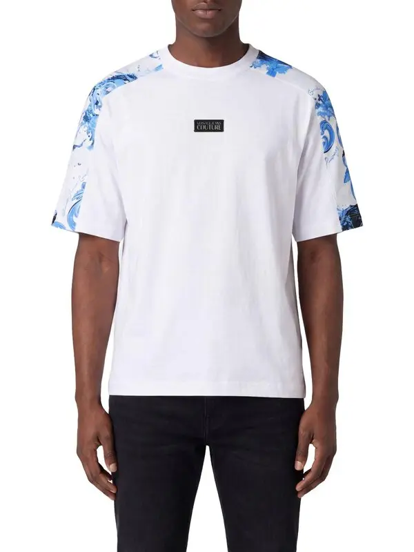 Versace Oversized Cotton T-shirt With Baroque Print - White