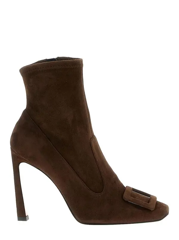 ROGER VIVIER Buckled Ankle Boots - Brown
