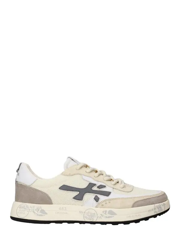 Premiata Nous Suede And Mesh Low Top Sneakers - Beige