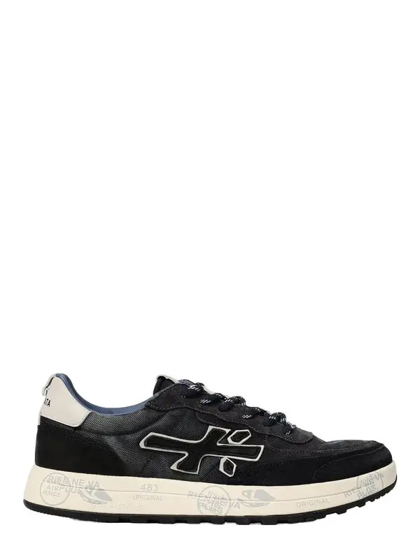 Premiata Nous Suede And Mesh Low Top Sneakers - Blue