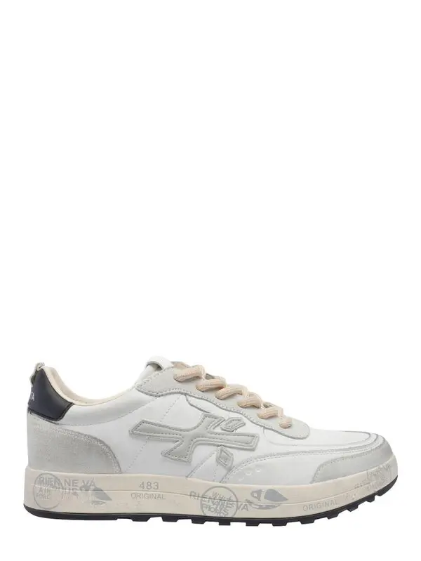 Premiata Nous Suede And Mesh Low Top Sneakers - White
