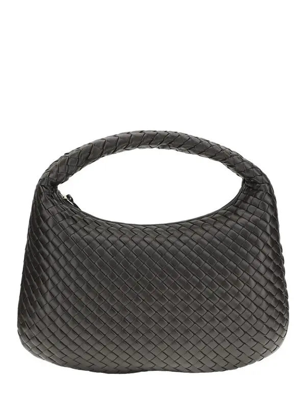 Bottega Veneta Woven Lambskin Shoulder Bag - Coffee