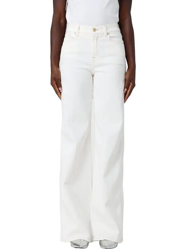 7 For All Mankind Straight Leg Jeans In Cotton Denim - White