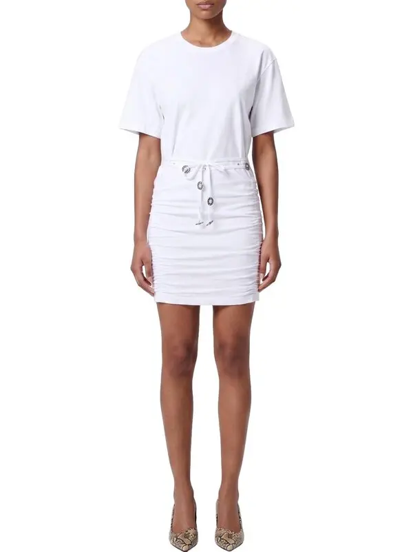 Pinko Cotton T-shirt Dress With Belt - White