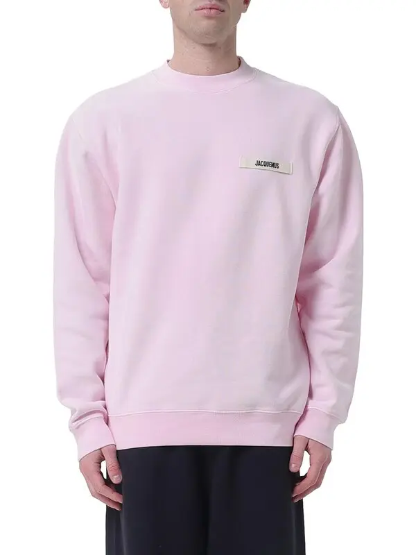 Jacquemus Pure Cotton Crewneck Sweatshirt With Applied Contrast Logo - Pink