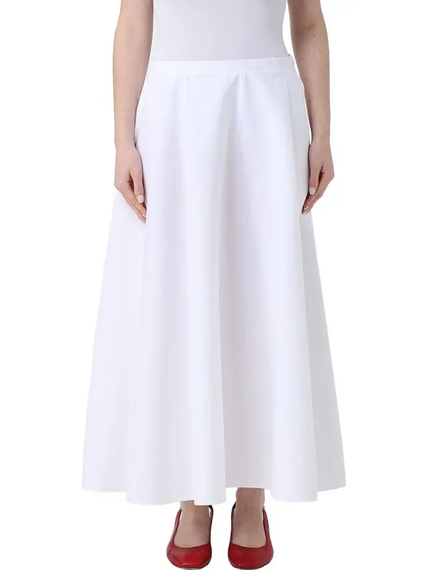 Liviana Conti A-line Midi Skirt In Cotton Blend - White